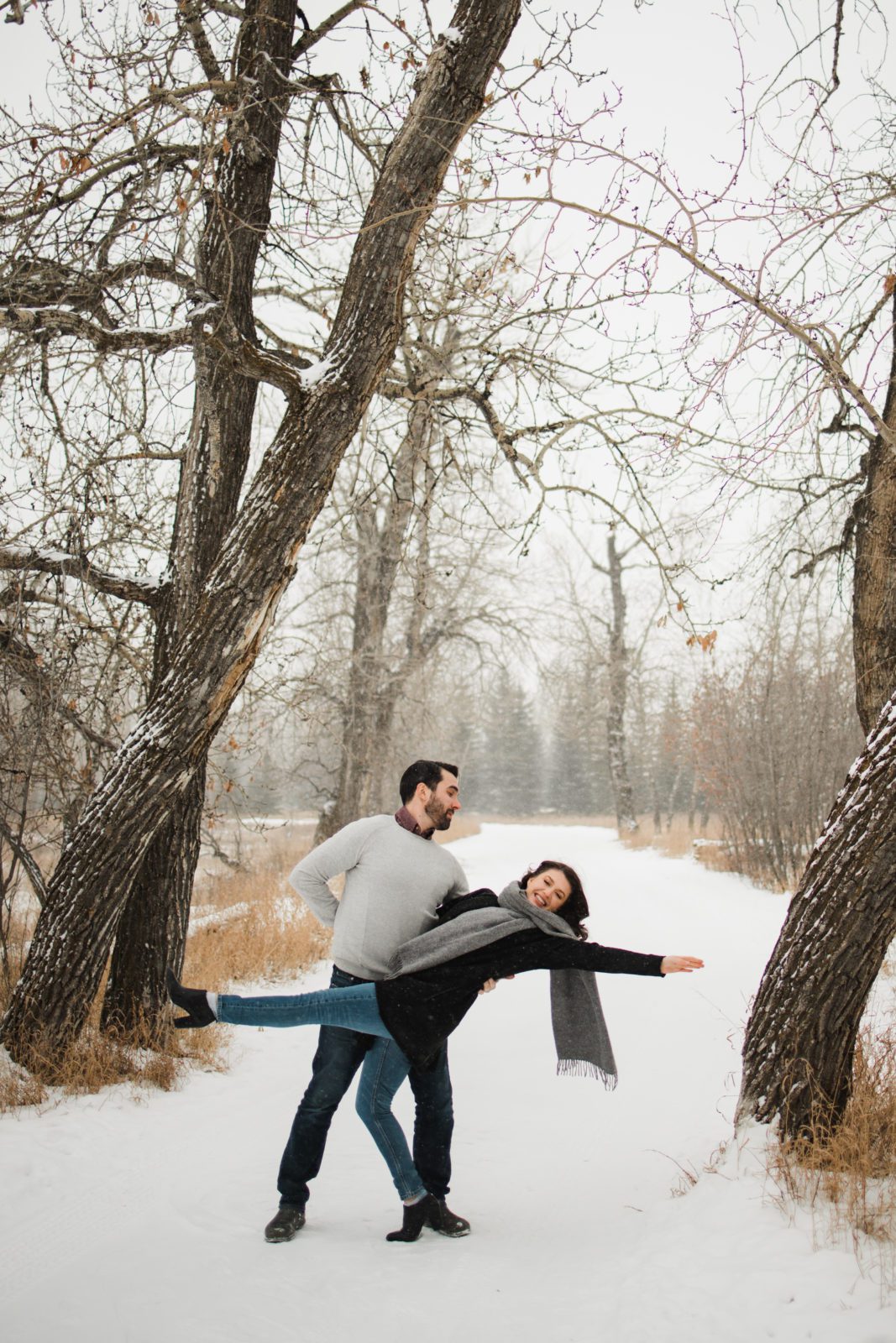 Winter Engagement Session in Fish Creek Park Calgary - Carly Hill