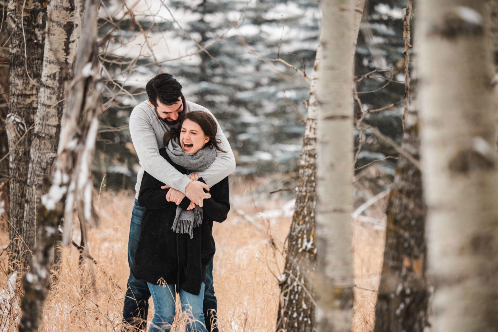 Winter Engagement Session in Fish Creek Park Calgary - Carly Hill